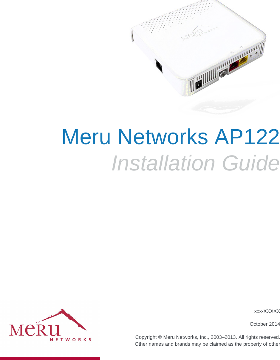 Meru Networks AP122 Dual Radio Access Point User Manual Installing AP122