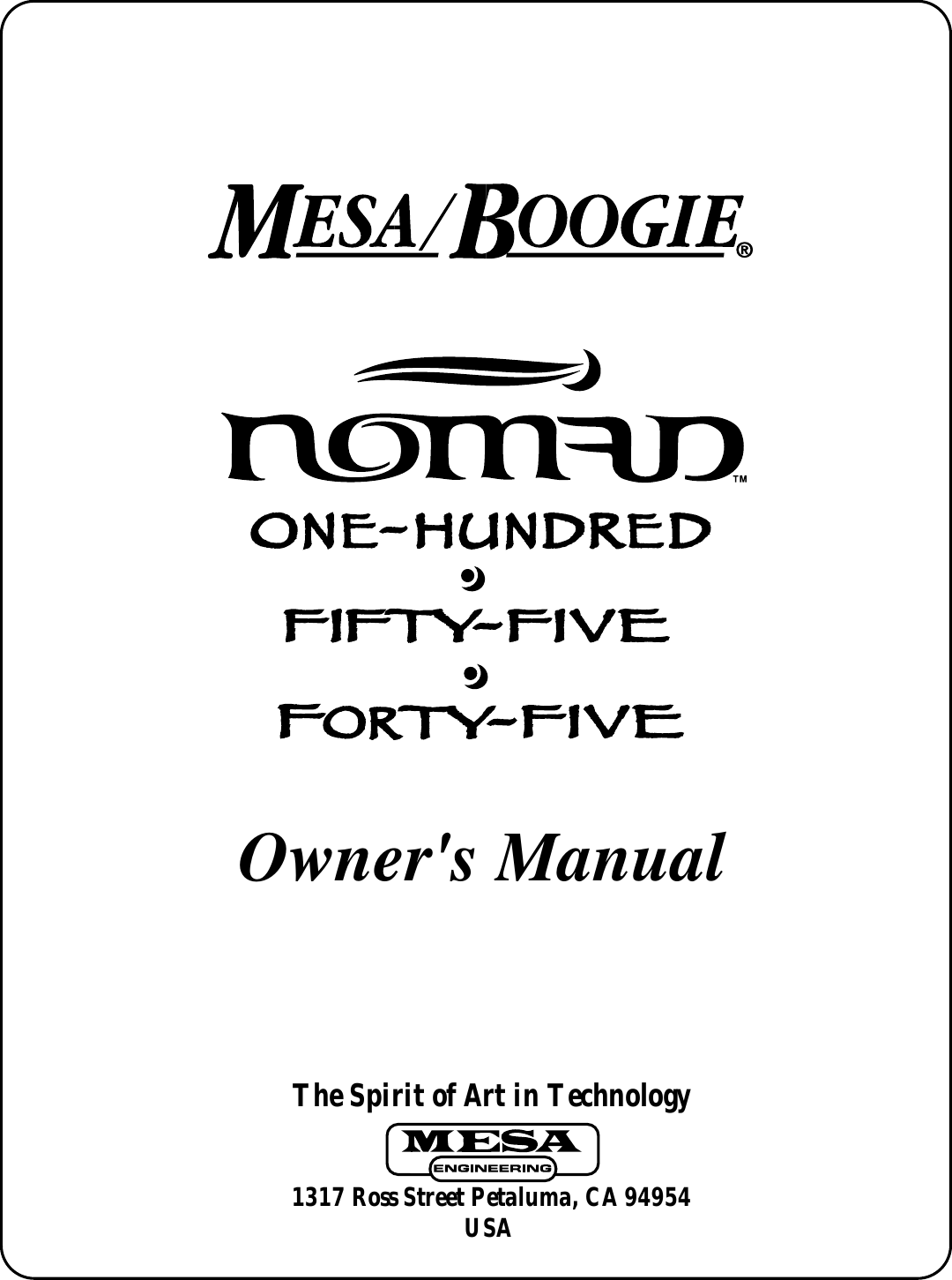 Mesa Boogie Nomad Amplifier 100 Users Manual
