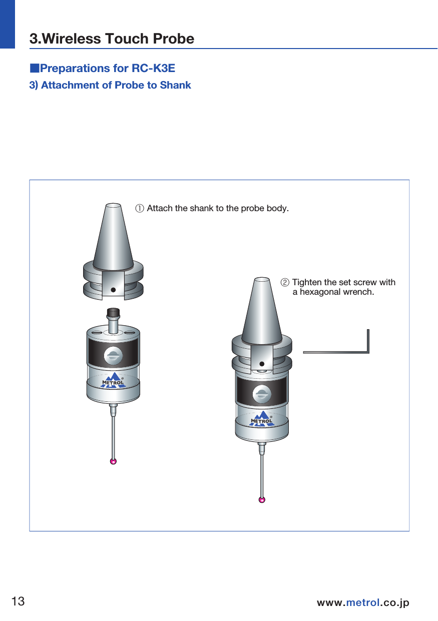 Metrol METROLRCR02 RC-K3E 3D touch probe system User Manual