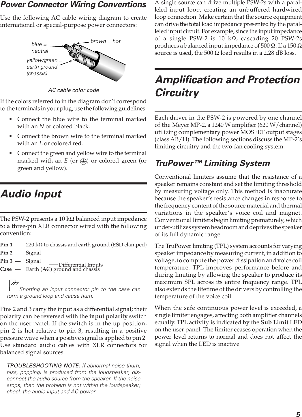 Meyer Sound Psw 2 Users Manual