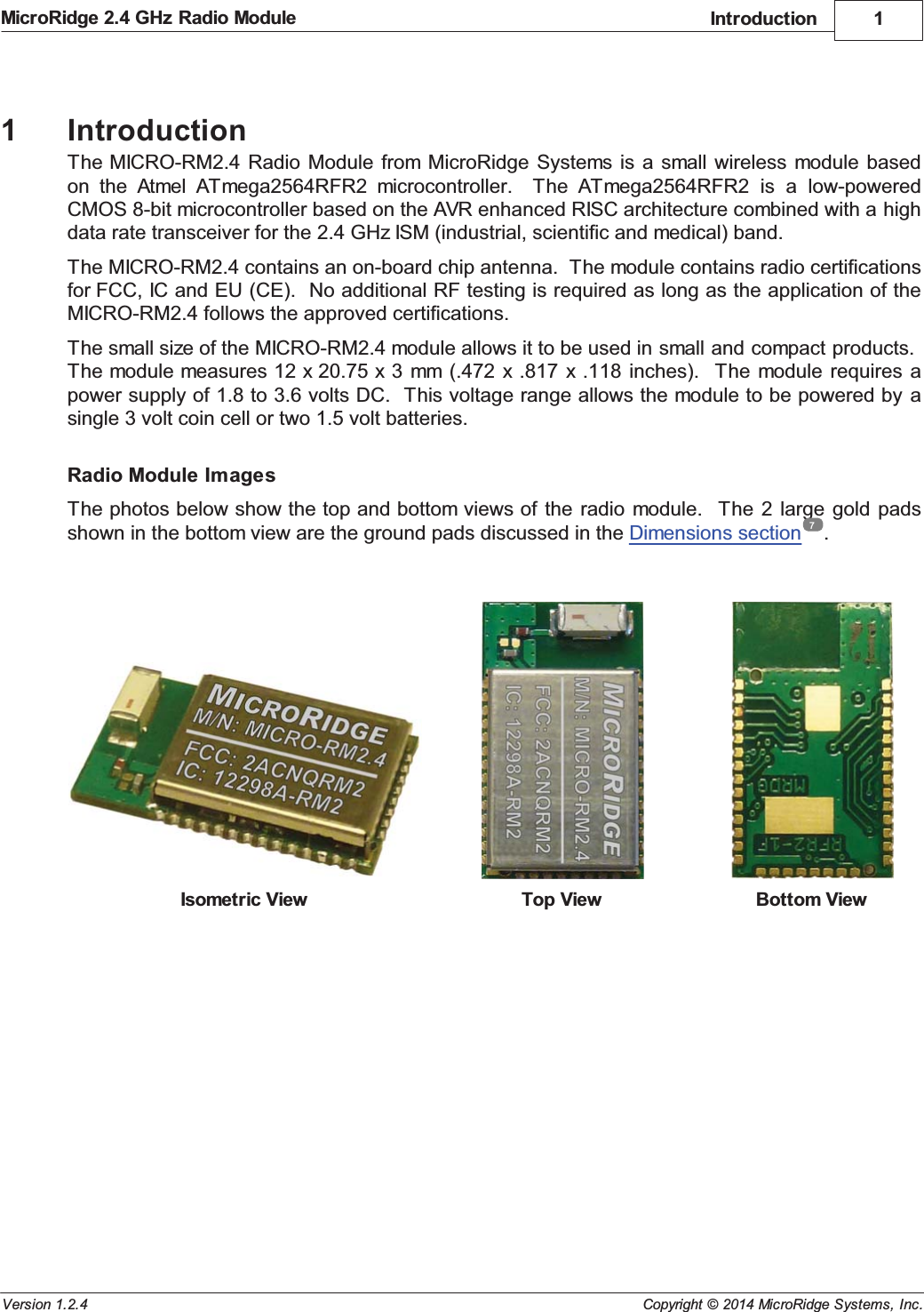 MicroRidge Systems RM2 2.4GHz Radio Module User Manual Micro RM24 Users ...