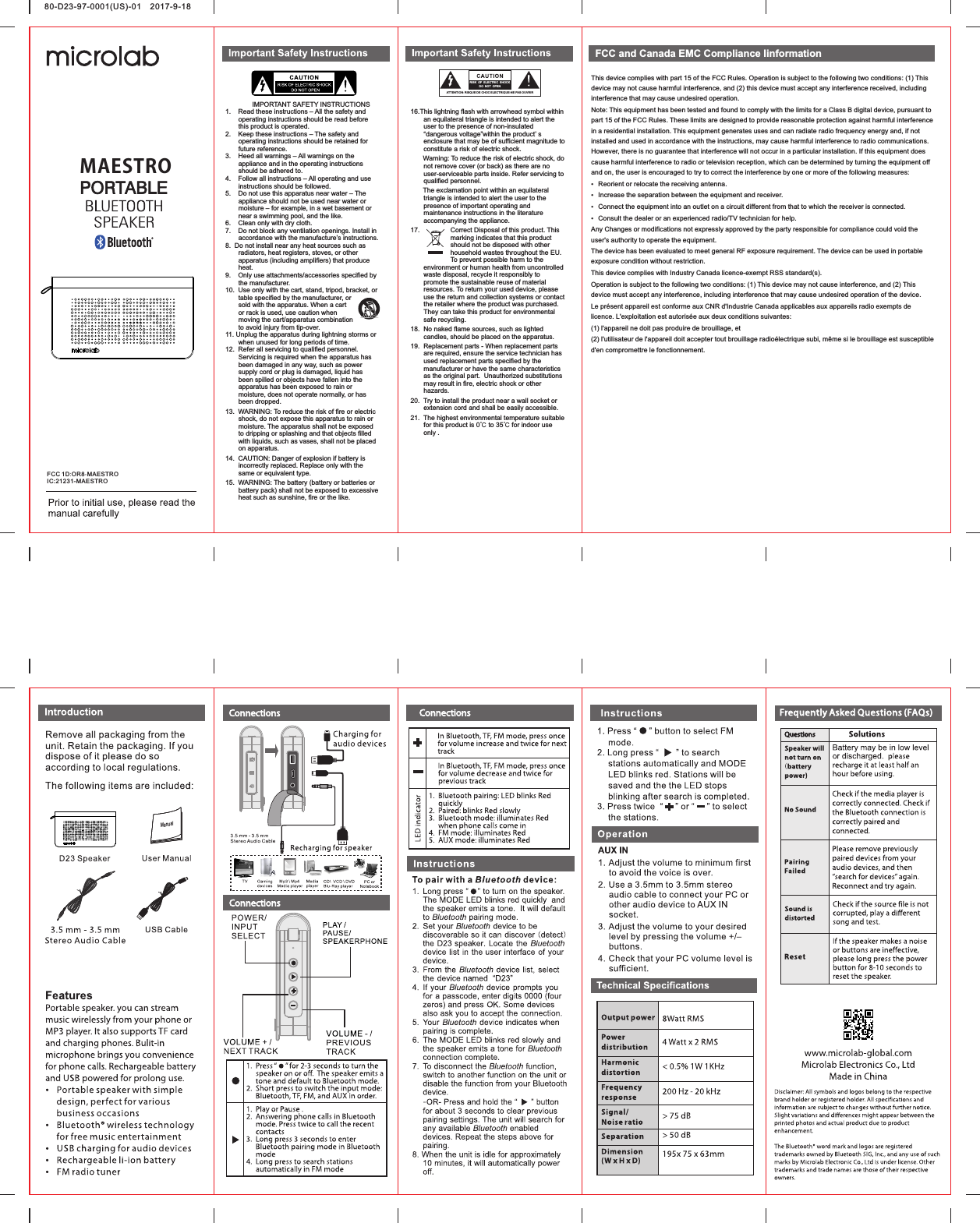 Microlab Electronics MAESTRO BLUETOOTH SPEAKER User Manual 2