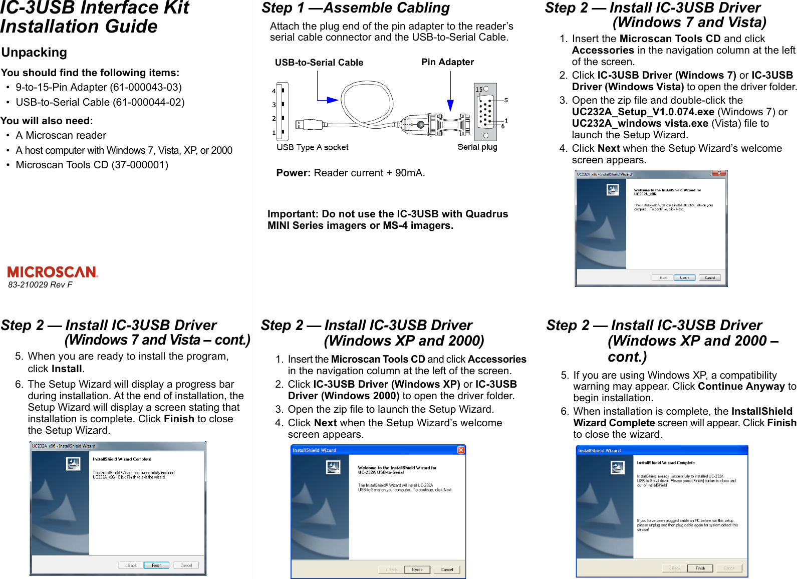 IC 3USB Interface Kit Installation Guide Ic3usbinstallationsheet