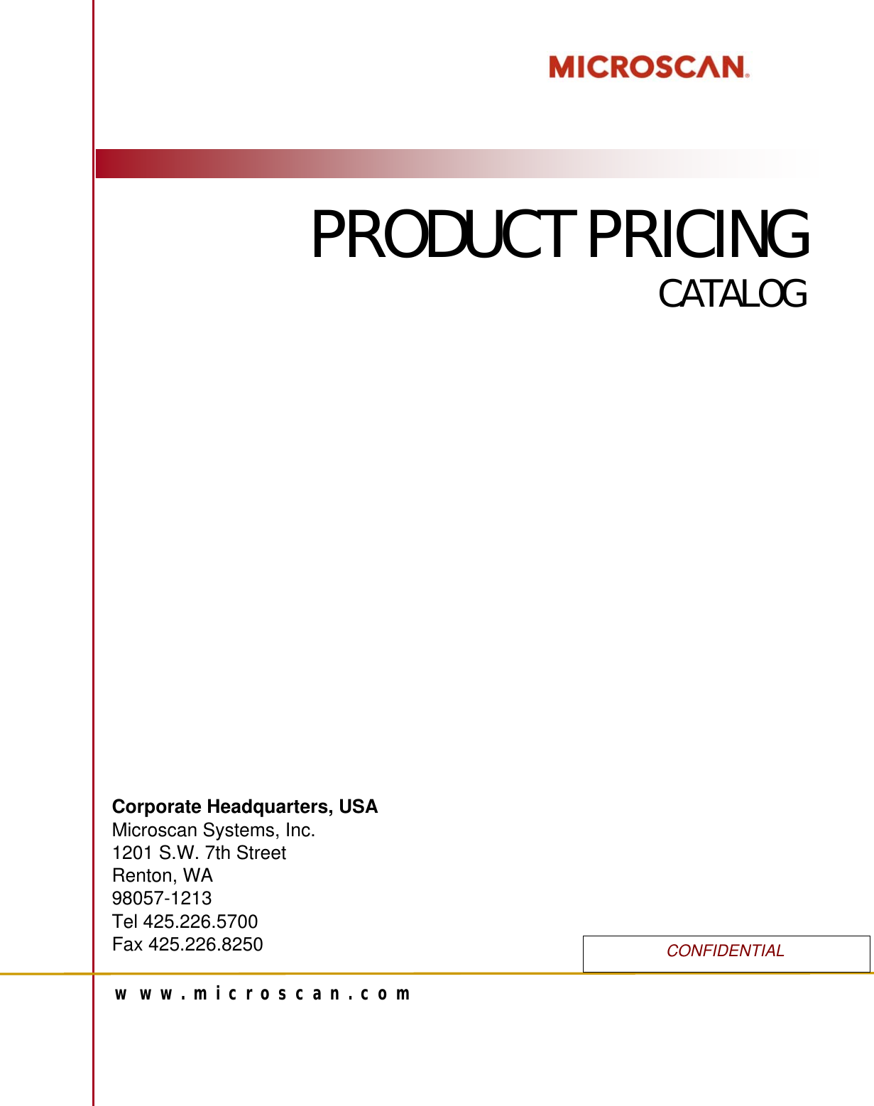 Microscan Product Pricing Catalog Price Guide Rev W EU