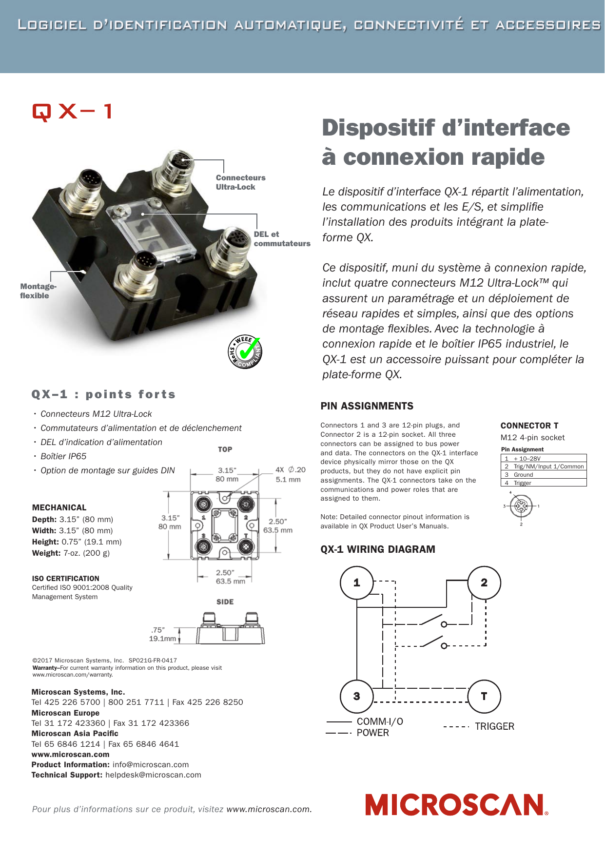 QX 1 Specification Sheet Qx1 Francais