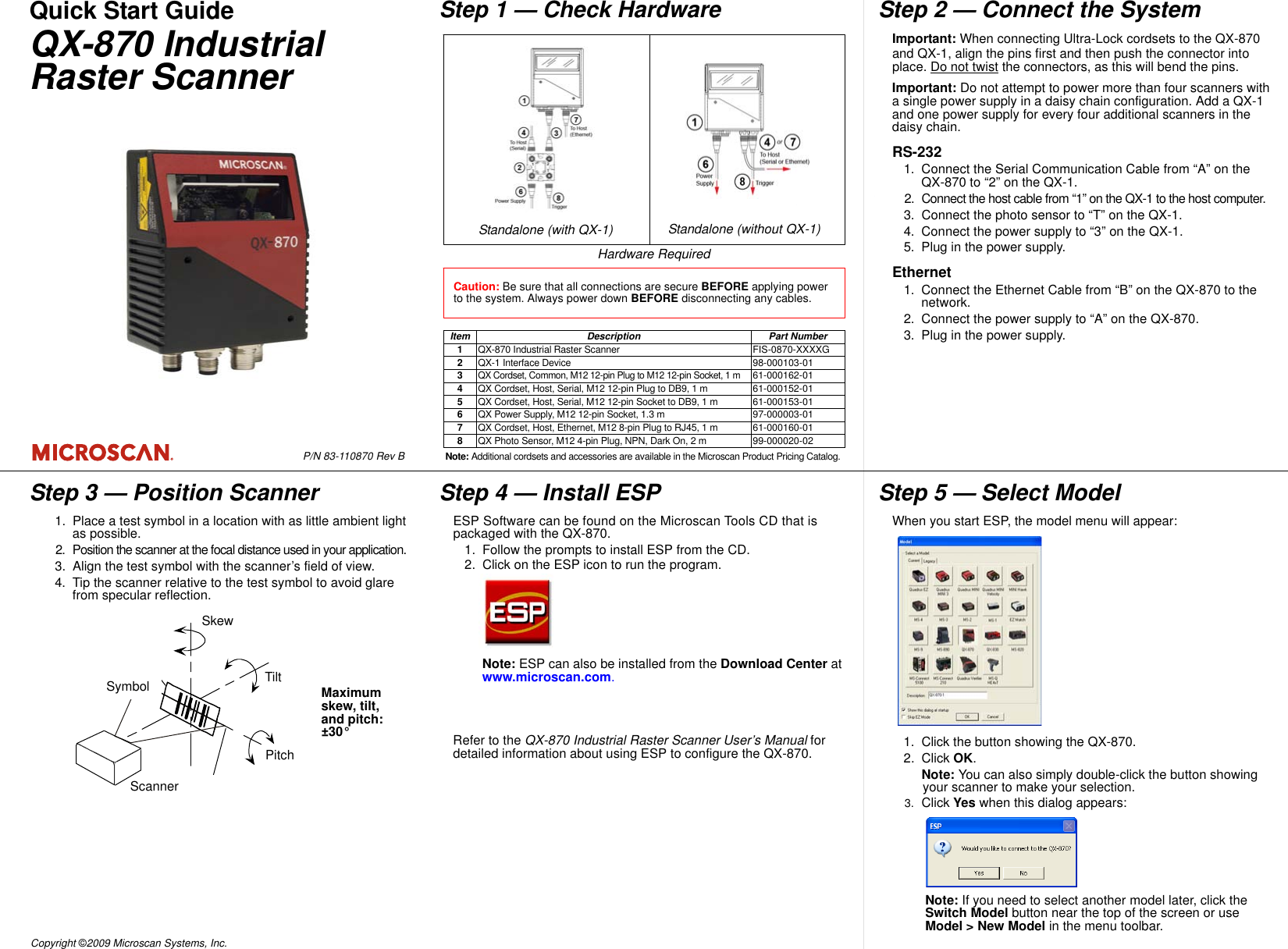 QX 870 Industrial Raster Scanner Quick Start Guide Qx870quickstartguide
