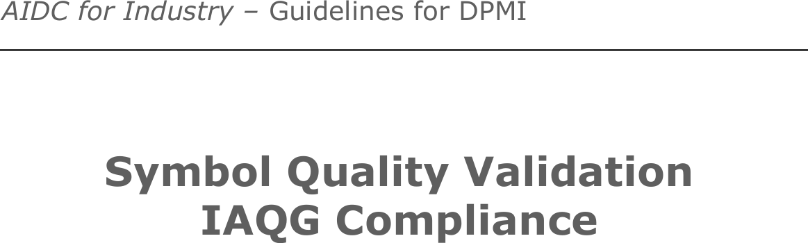 1 Tech IAQG validation