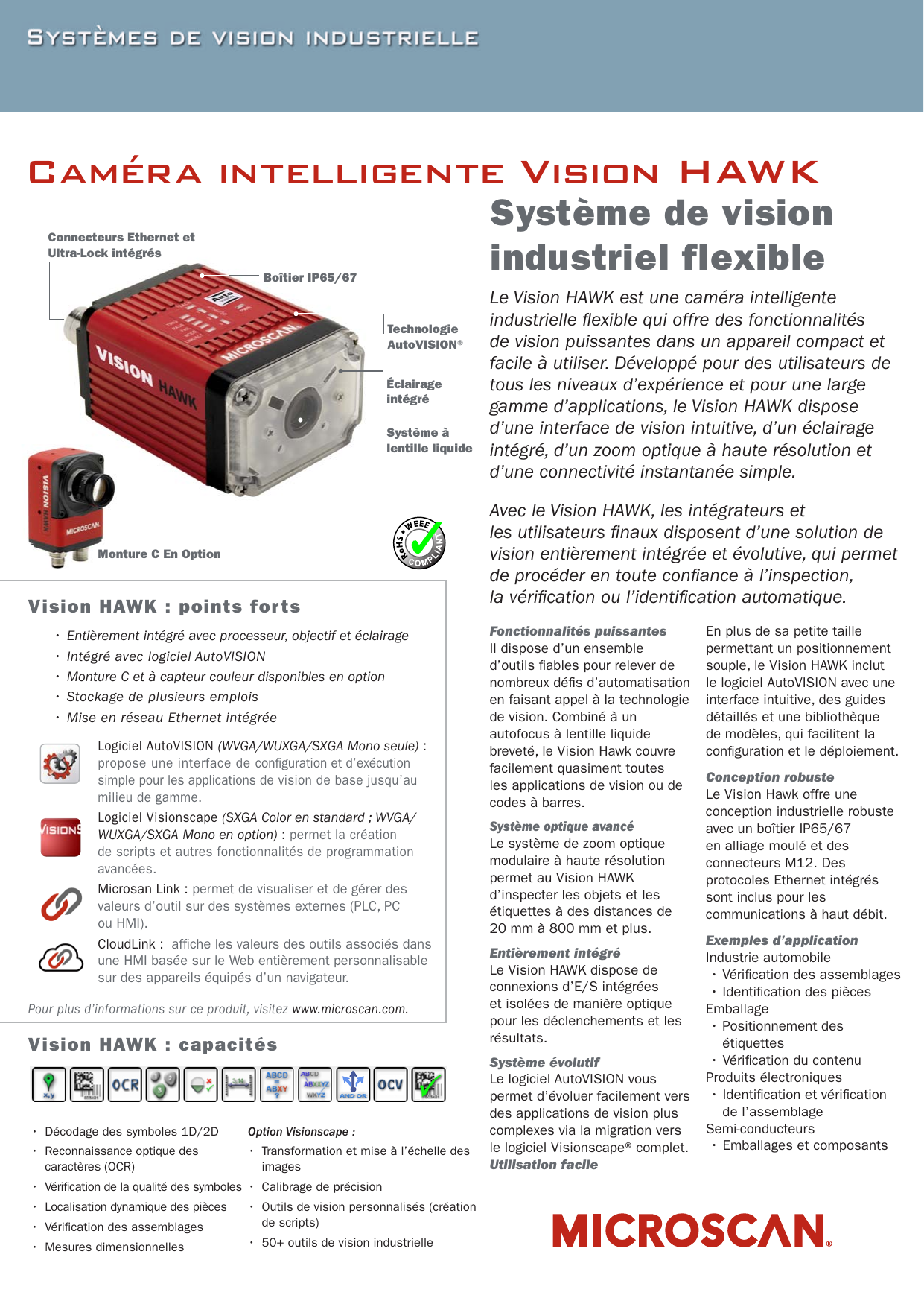 Vision Hawk Specification Sheet Visionhawk Francais