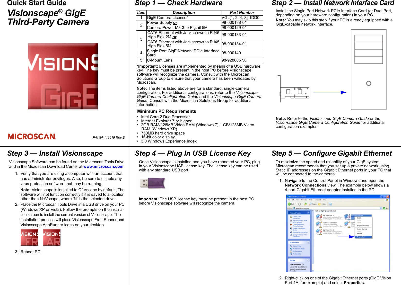 Visionscape GigE Third Party Camera Quick Start Guide Visionscapethirdpartycameraquickstartguide
