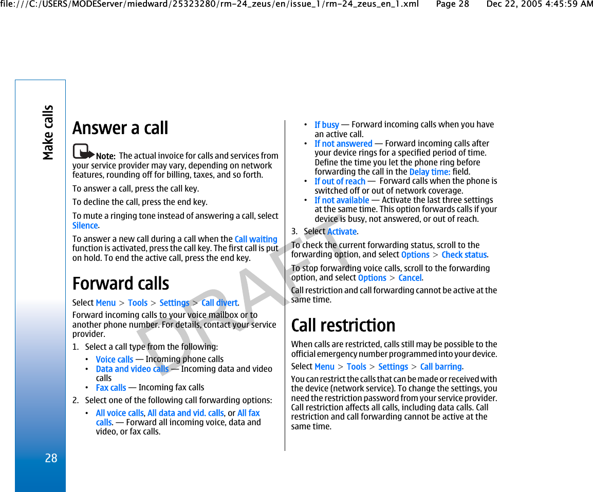 Microsoft RM 24 Triple Band GSM Phone With WLAN BT User Manual User Guide