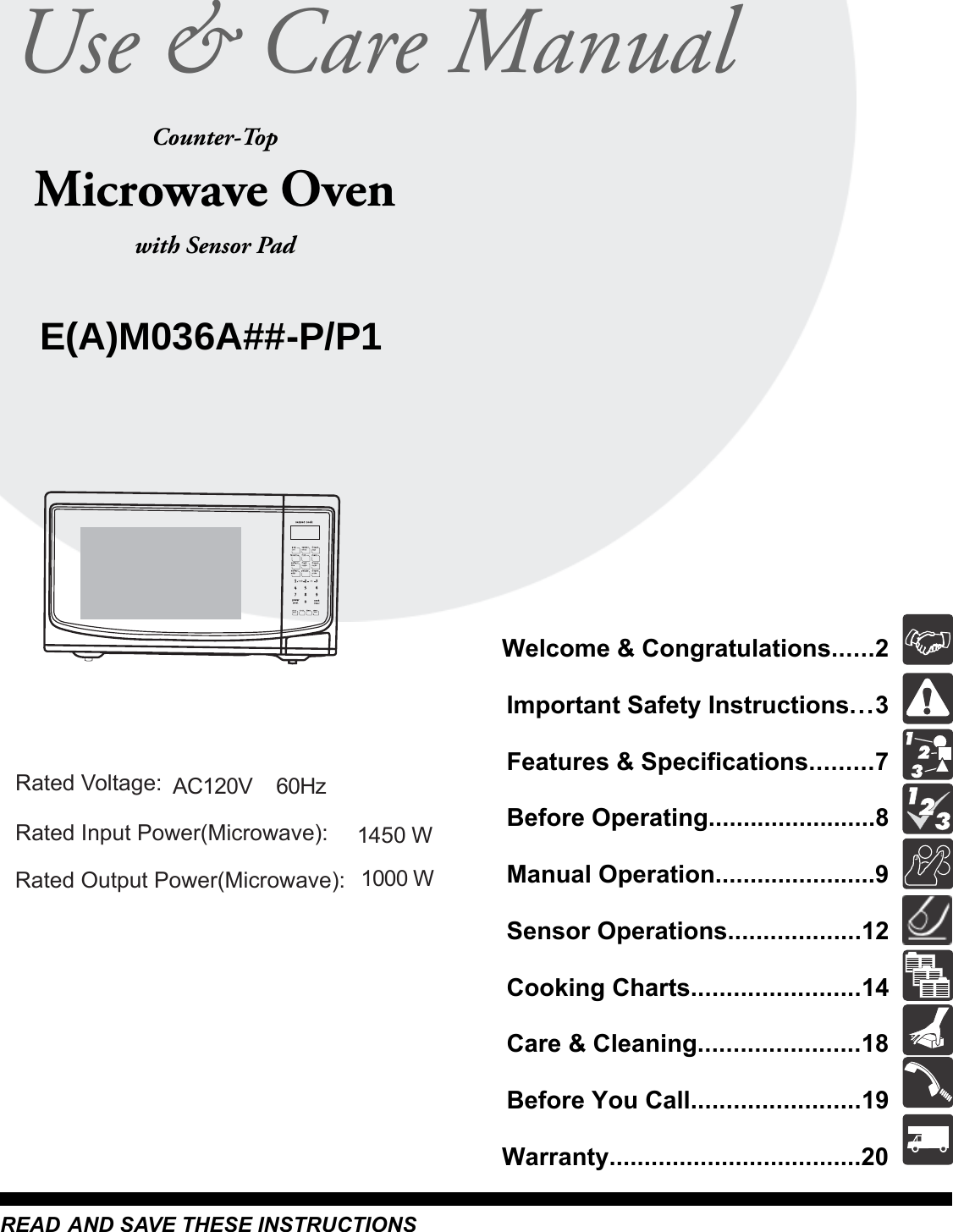 Midea Kitchen Appliances XM036AYY Microwave Oven User Manual Sensor MW