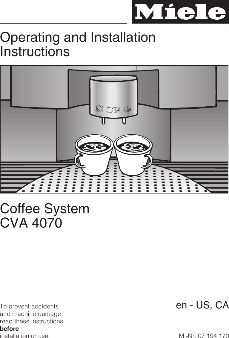 Miele Cva 4070 Coffee System