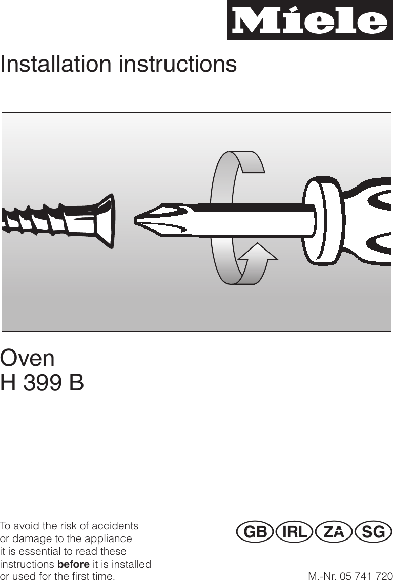 Miele H 399 B User Manual To The 01d088c1 a2f8 4813 ae81 988c9617521e