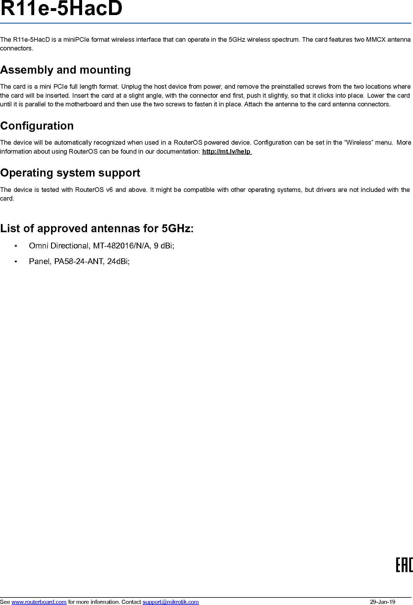 Mikrotikls SIA R11E5HAM Unlicensed National Information Infrastructure ...