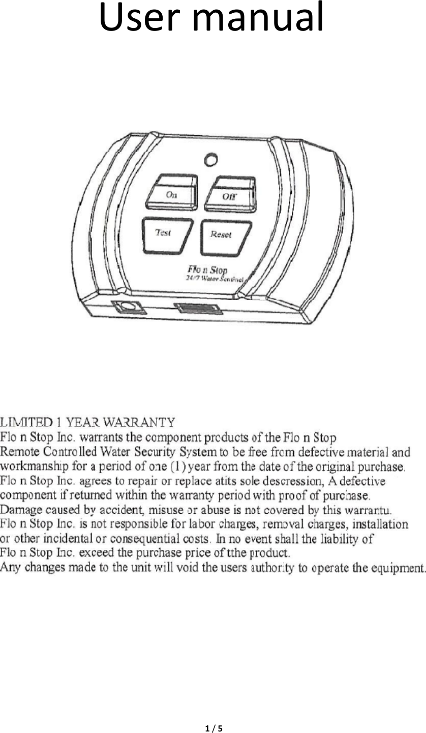Millennium Development SX301 SX10 Water Sentinel User Manual