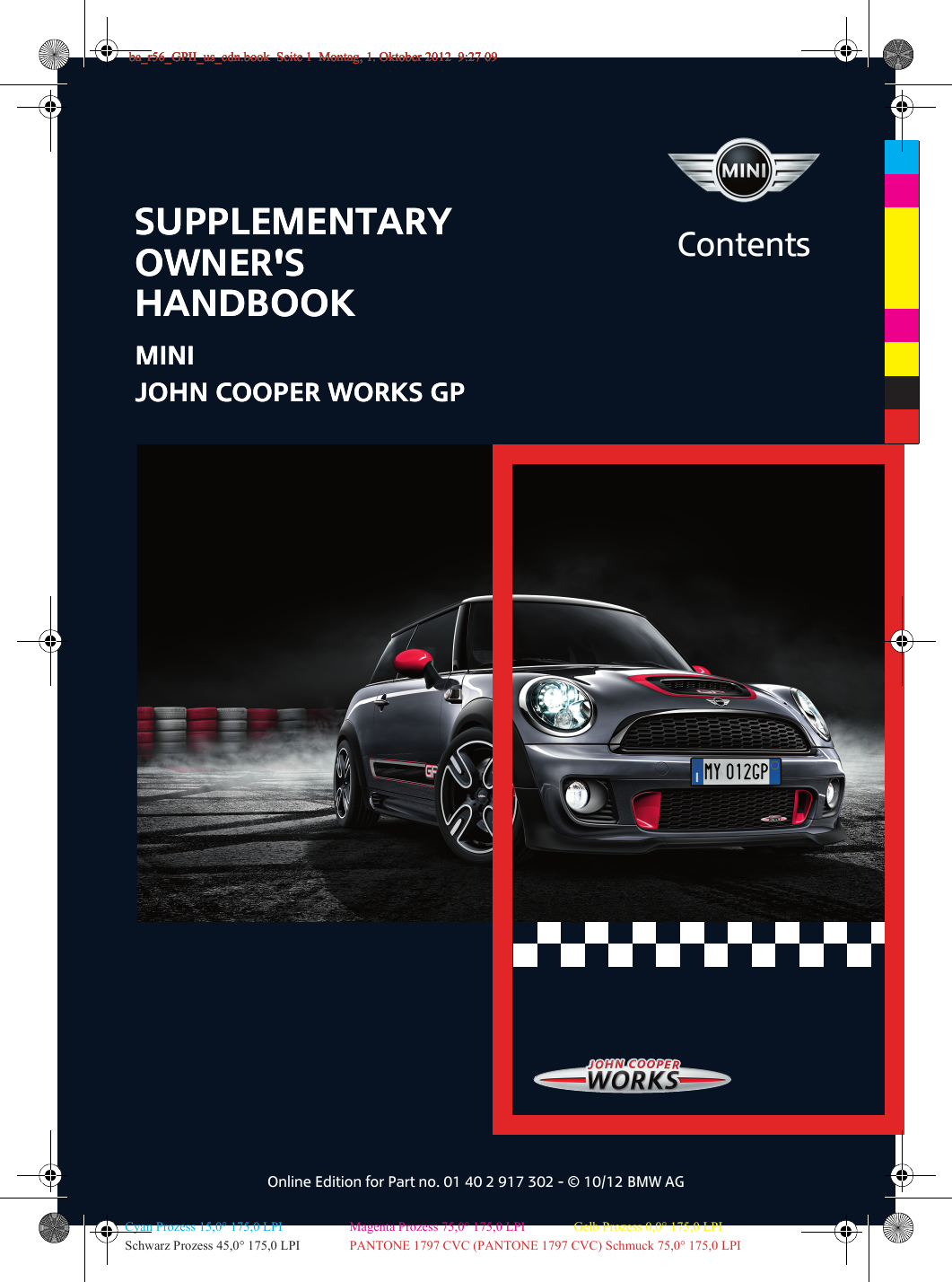 Mini 2013 Cooper John Works Gp Owners Manual