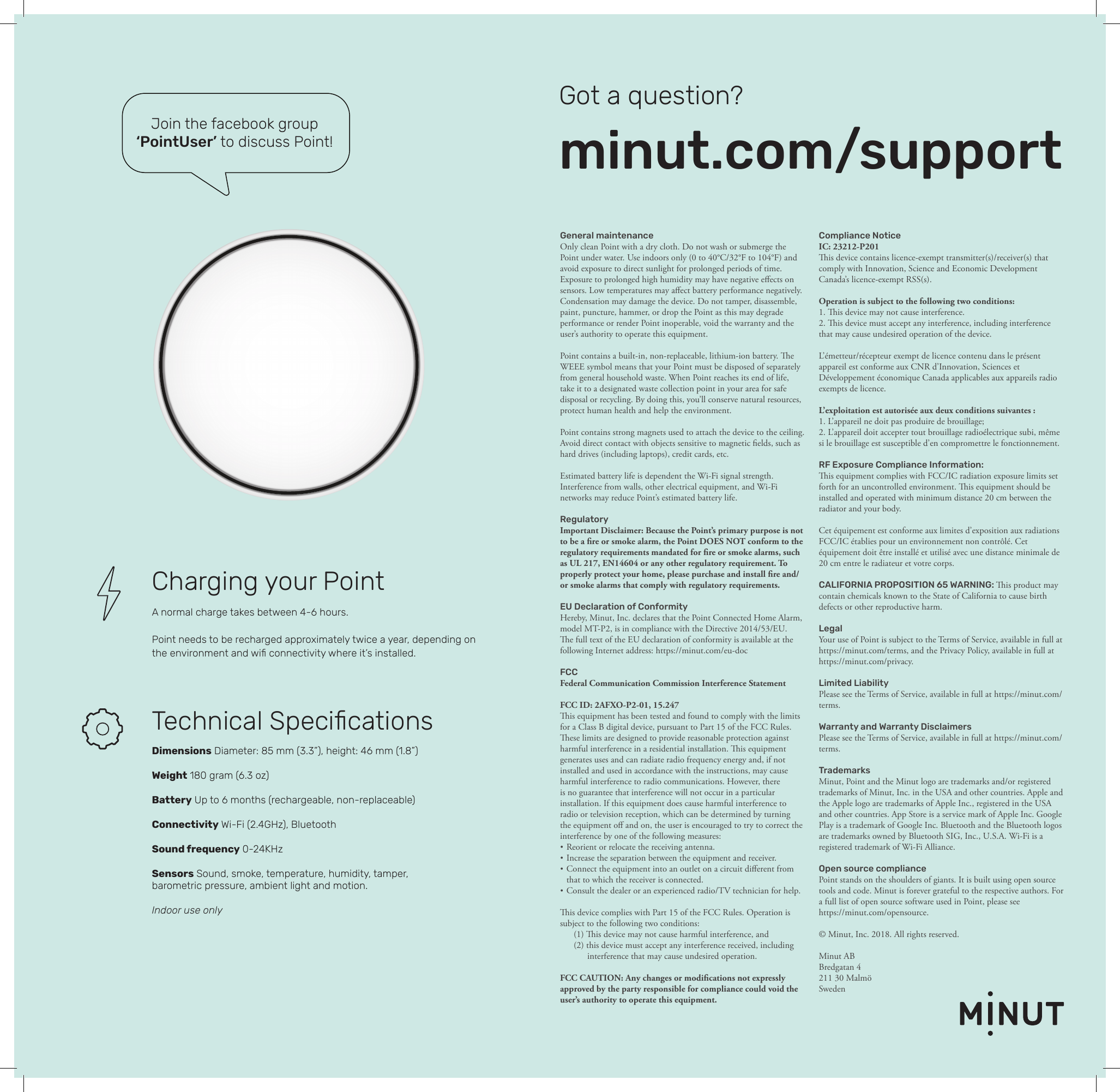 Minut P2-01 Connected Home Alarm User Manual
