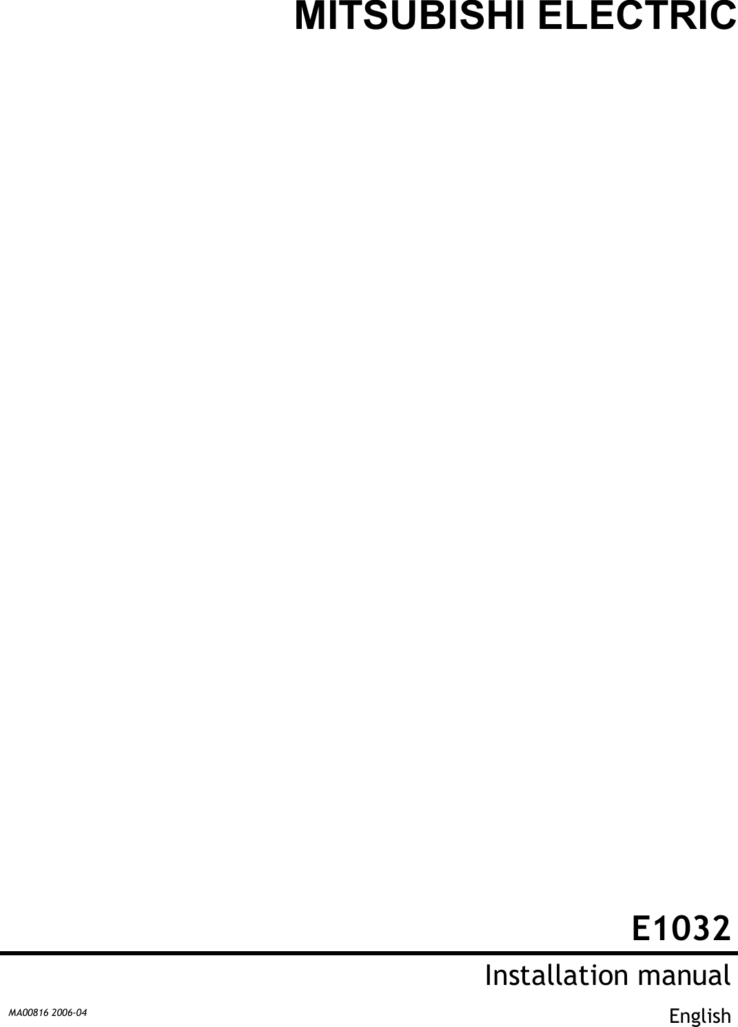Mitsubishi Electronics E1032 Users Manual