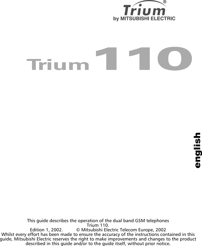 Mitsubishi Trium 110 Operation Manual