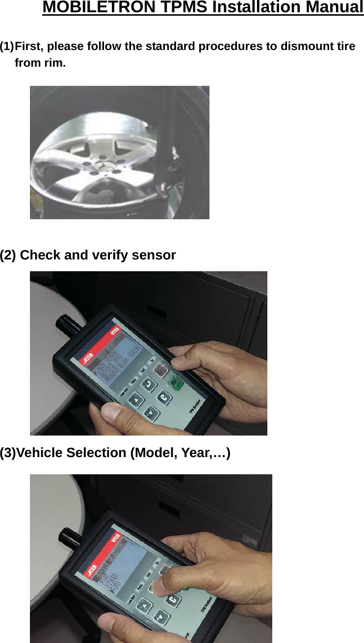 Mobiletron Electronics TXU01 TPMS User Manual