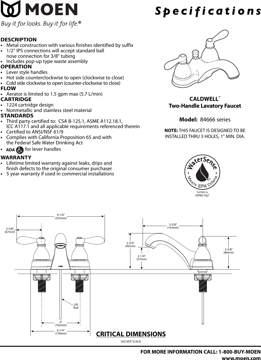 Moen 84666 Series Users Manual