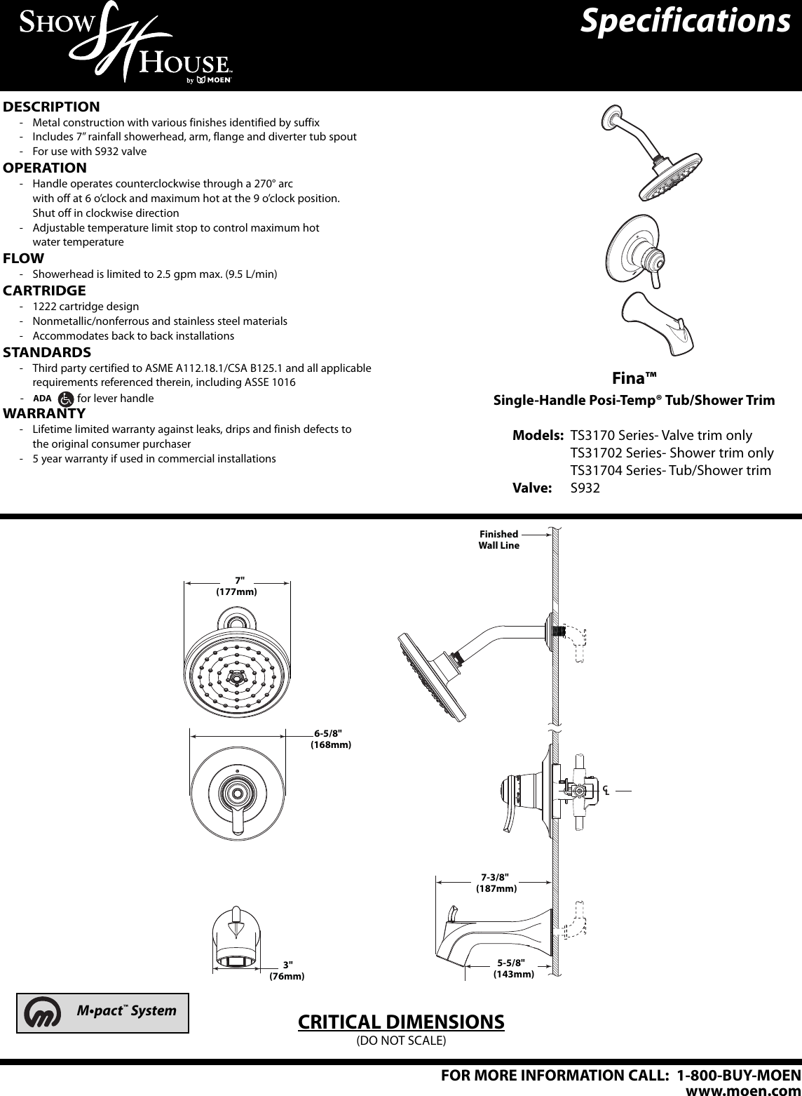 Moen Ts3170 Series Users Manual