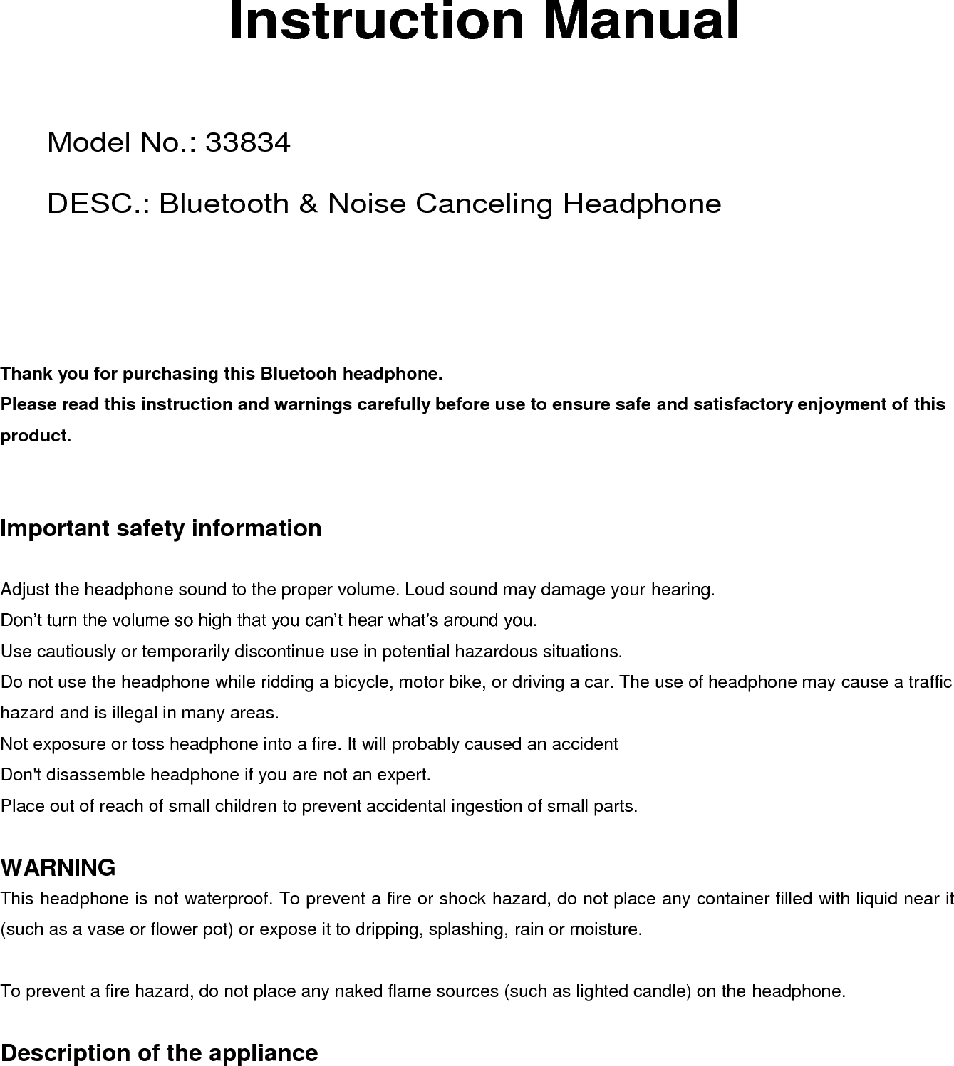 Monoprice 33834 BT300ANC Over Ear Wireless Headphones with Bluetooth ...