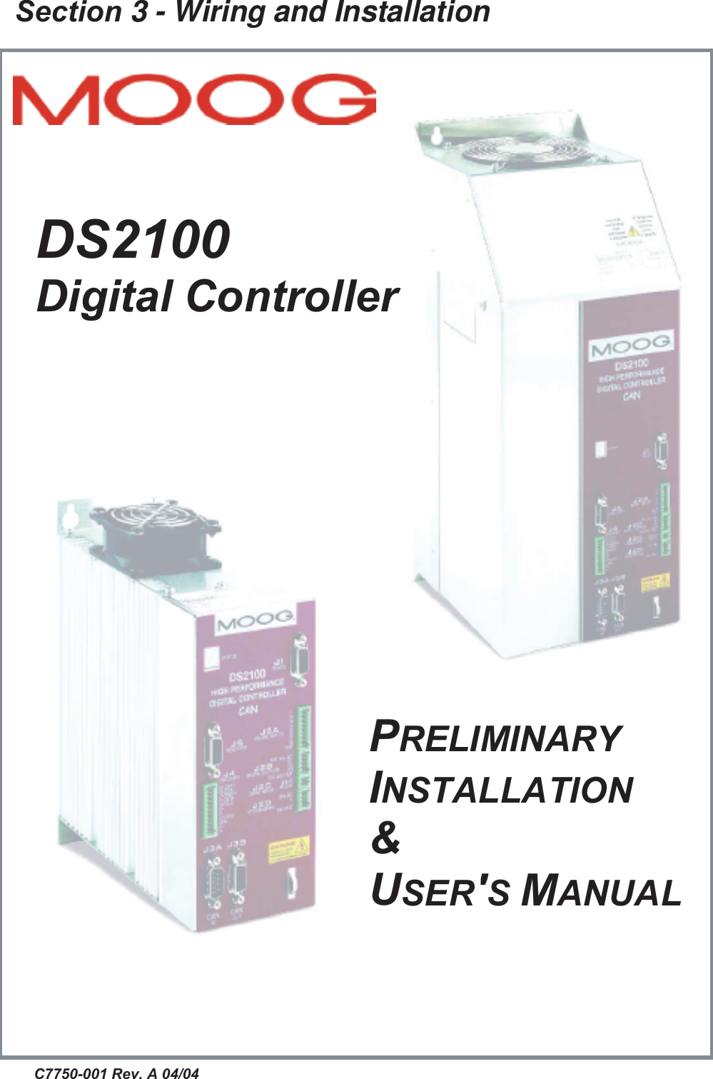 Moog Ds2100 Users Manual DS2100_Frontpage