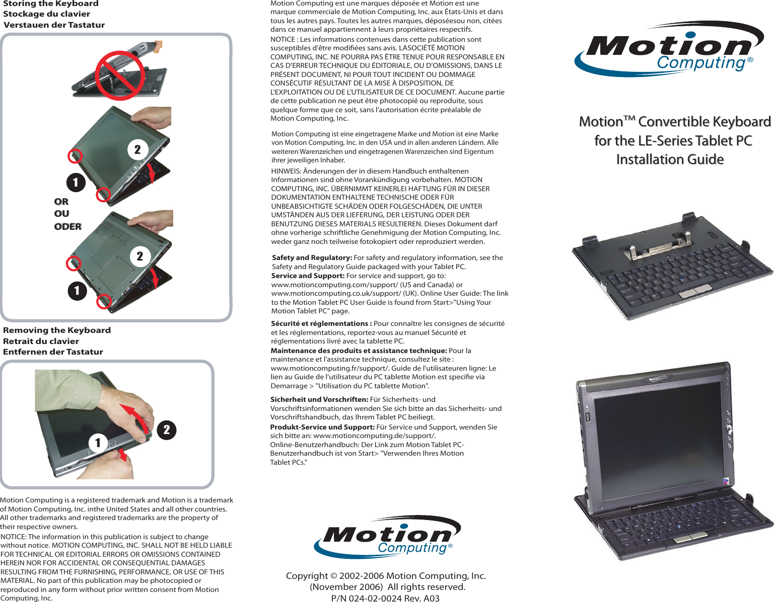 Motion Computing Convertible Keyboard For The Le Series Installation ...