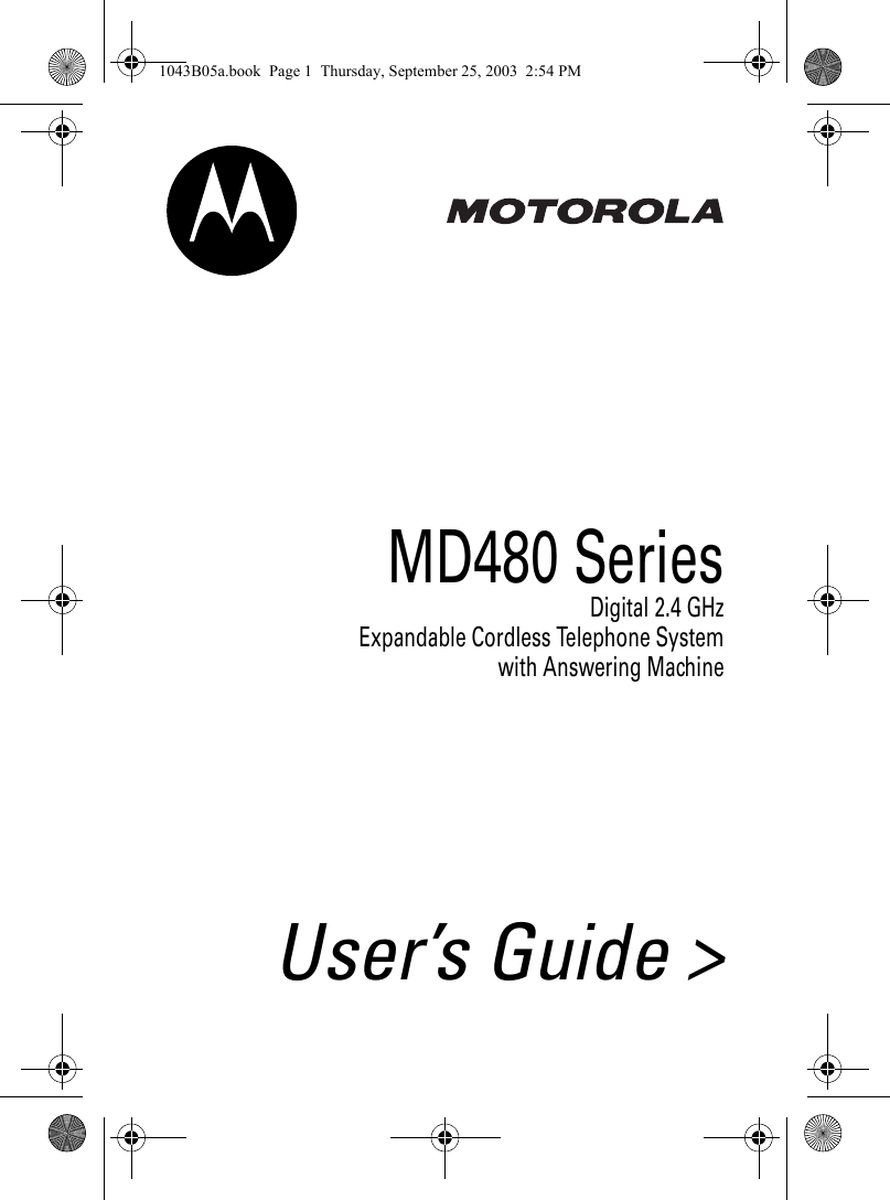Motorola Md480 Series Users Manual 1043B05a