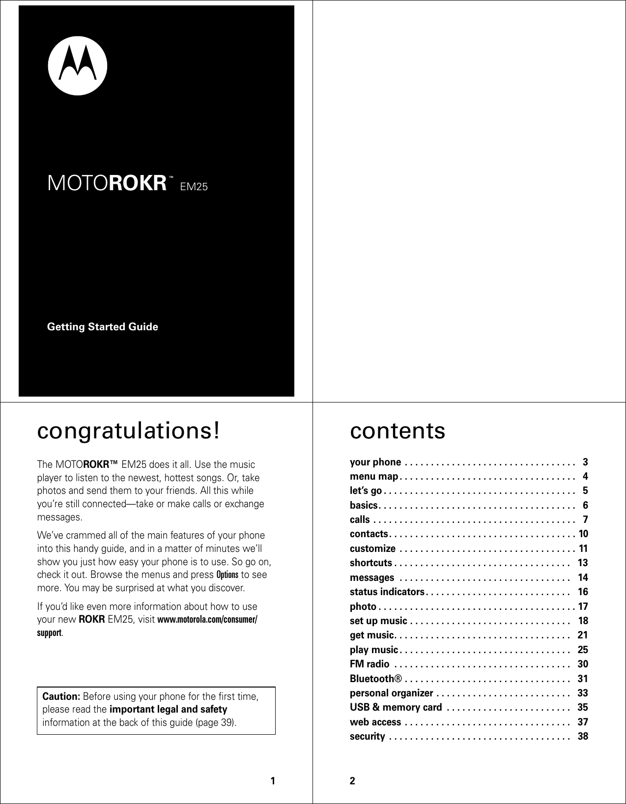 Motorola Motorokr Em25 Getting Started Guide