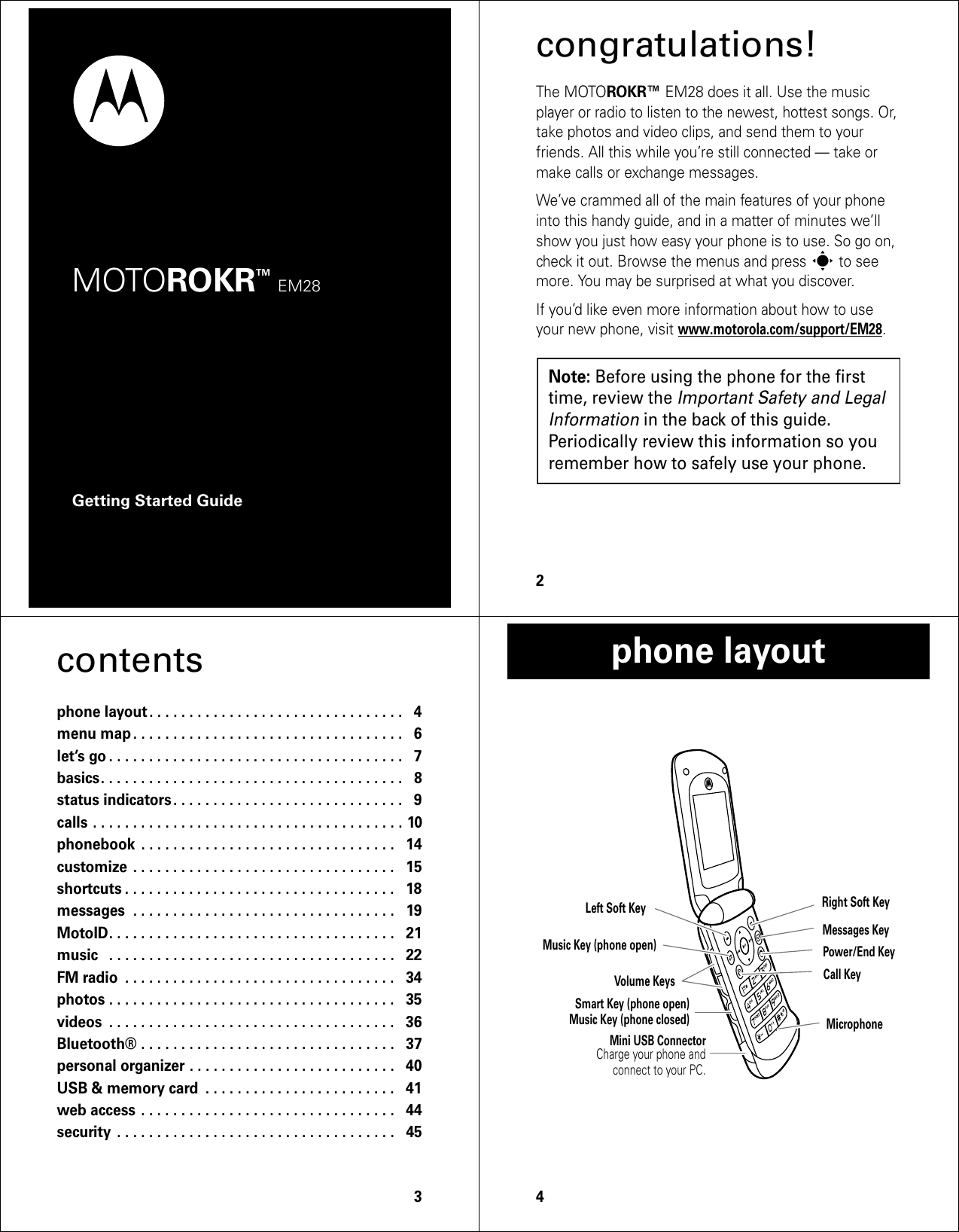 Motorola Motorokr Em28 Getting Started Guide Gettng