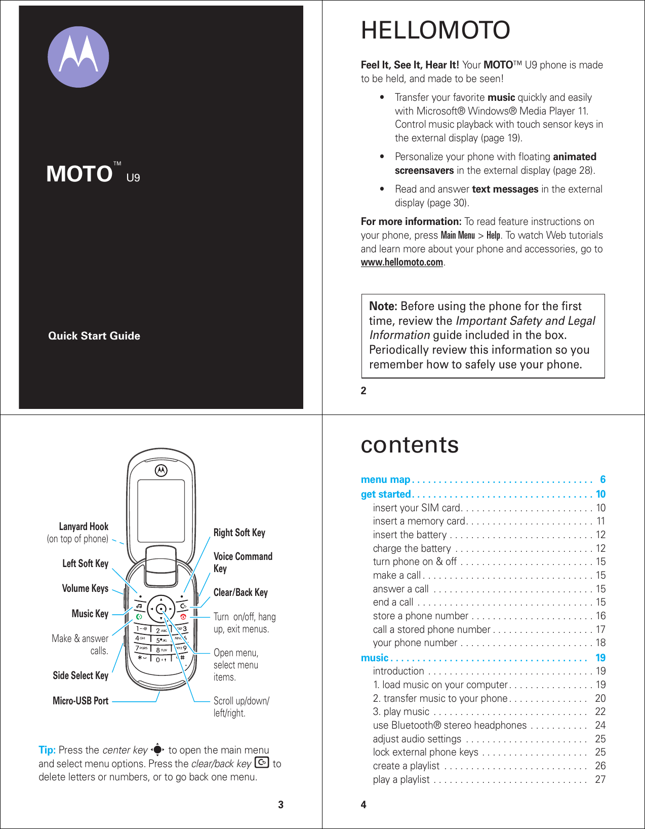 Motorola Motorokr U9 Quick Start Manual