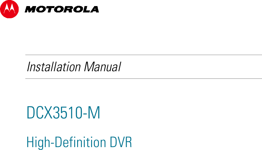 Motorola Dvr Dcx3510 M Users Manual High Definition