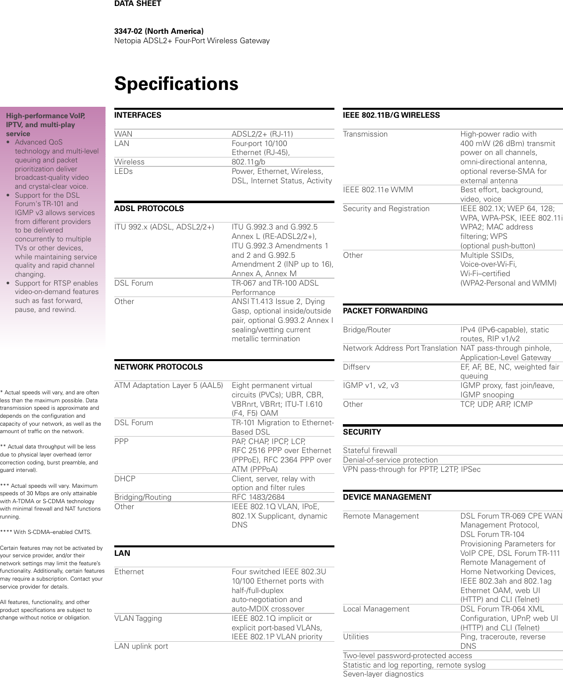 Motorola Netopia 3347 02 Users Manual 10NA ADSL2+ Wireless Gateway For ...