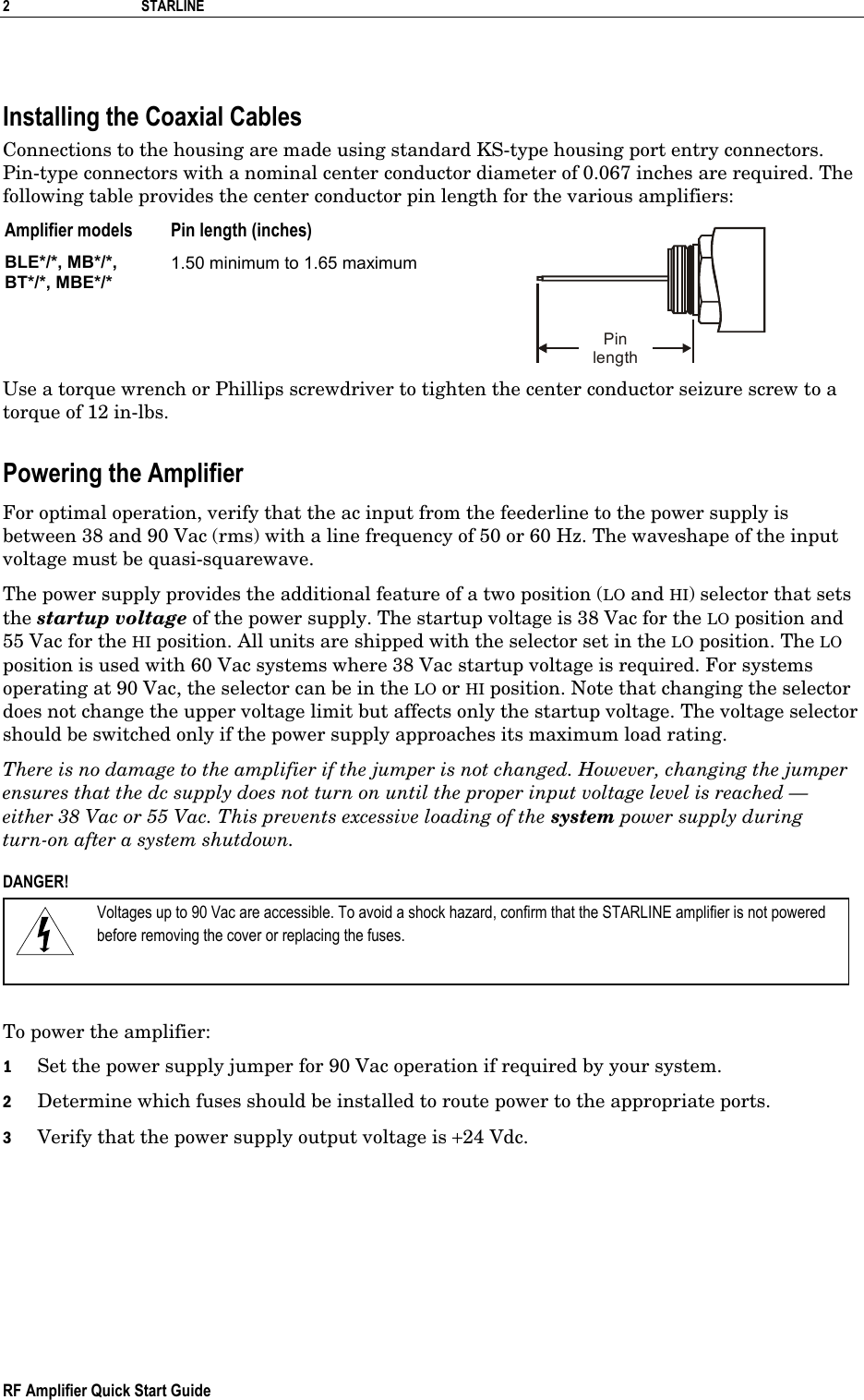 Motorola Rf Amplifier Users Manual STARLINE