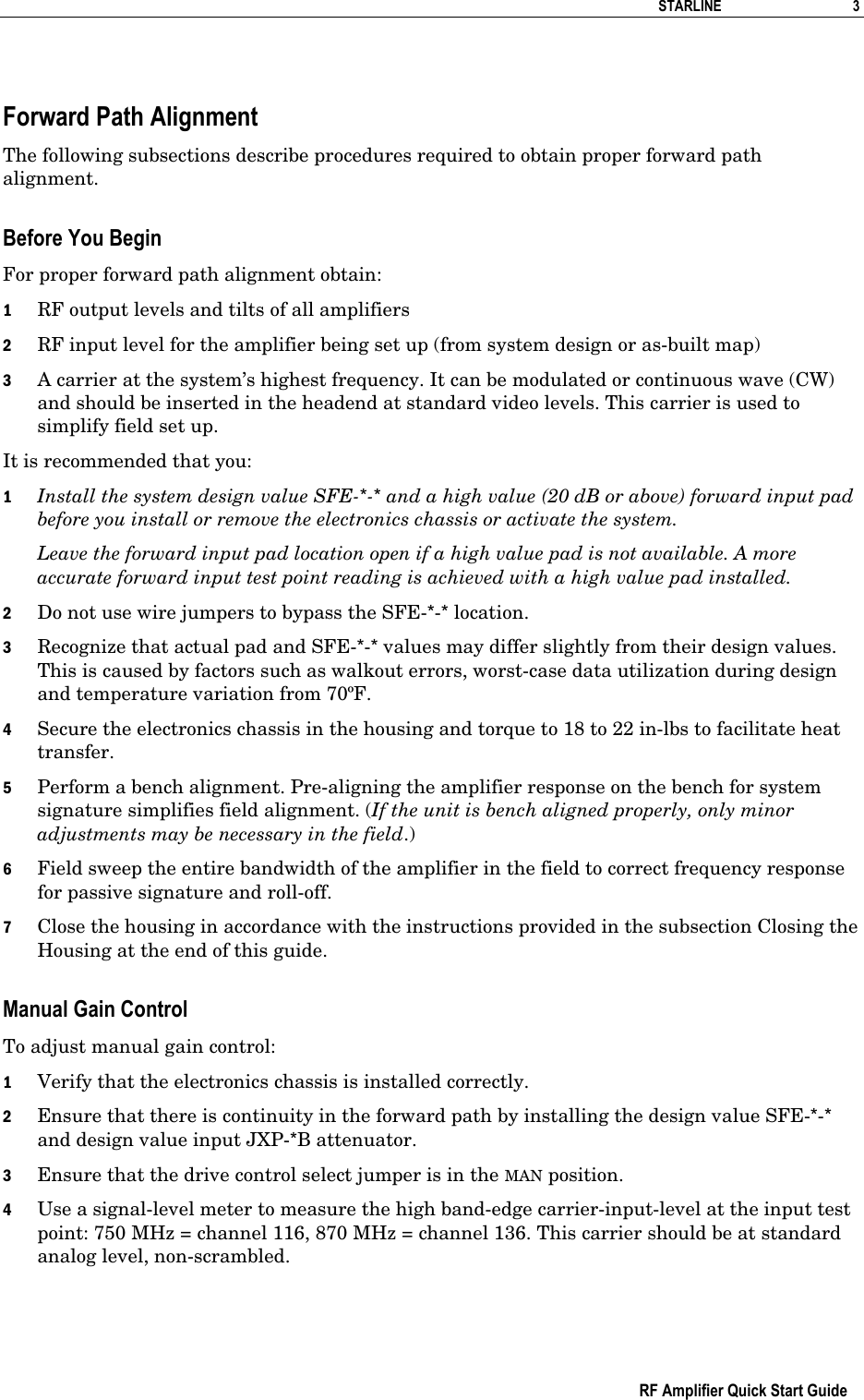 Motorola Rf Amplifier Users Manual STARLINE