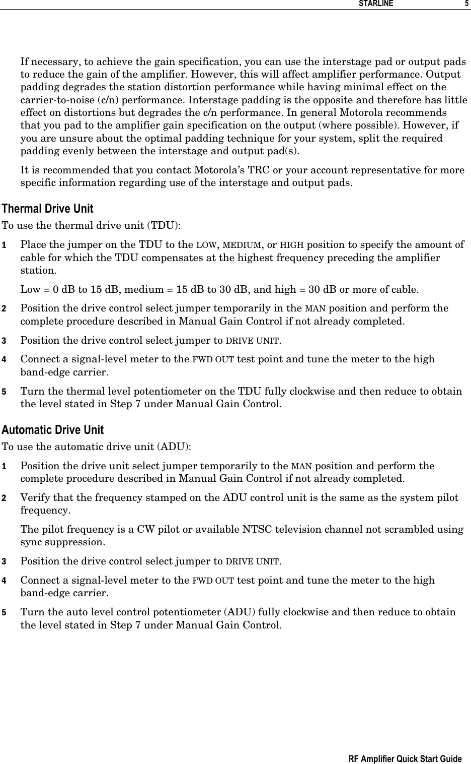 Motorola Rf Amplifier Users Manual STARLINE