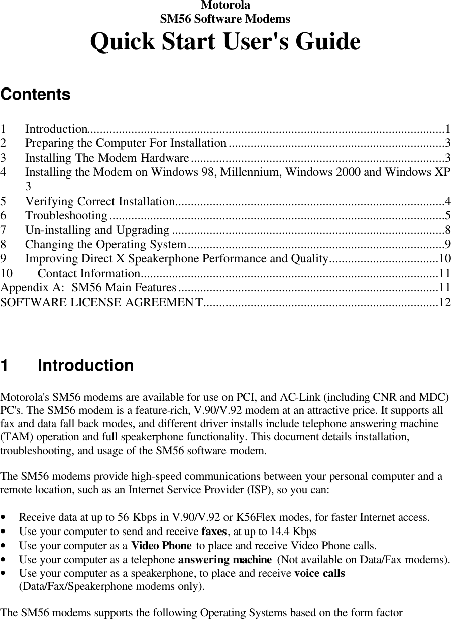 Motorola Sm56 Users Manual Readme