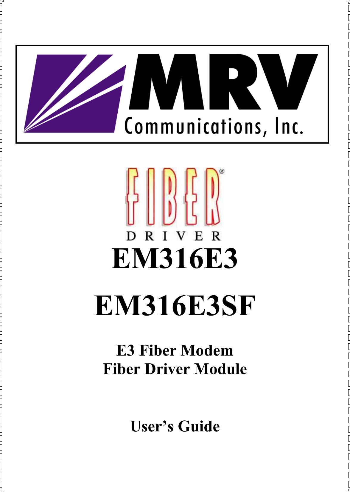 Mrv Communications Em316E3 Users Manual EM316E3XXX