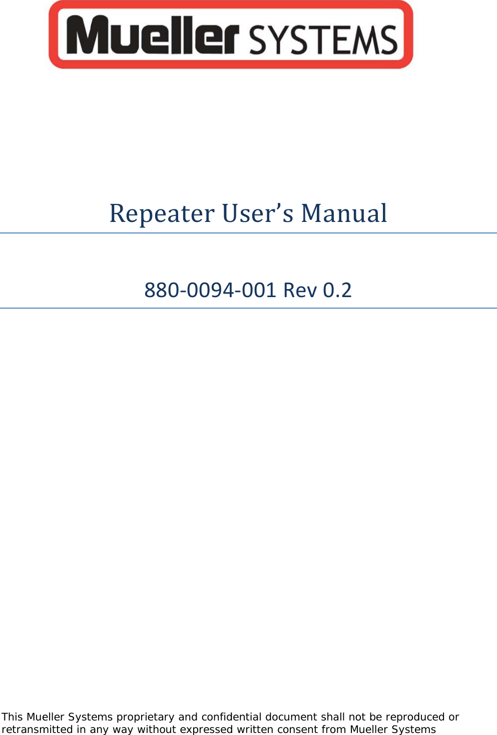 Mueller Systems RMXR Repeater Radio Module User Manual manual