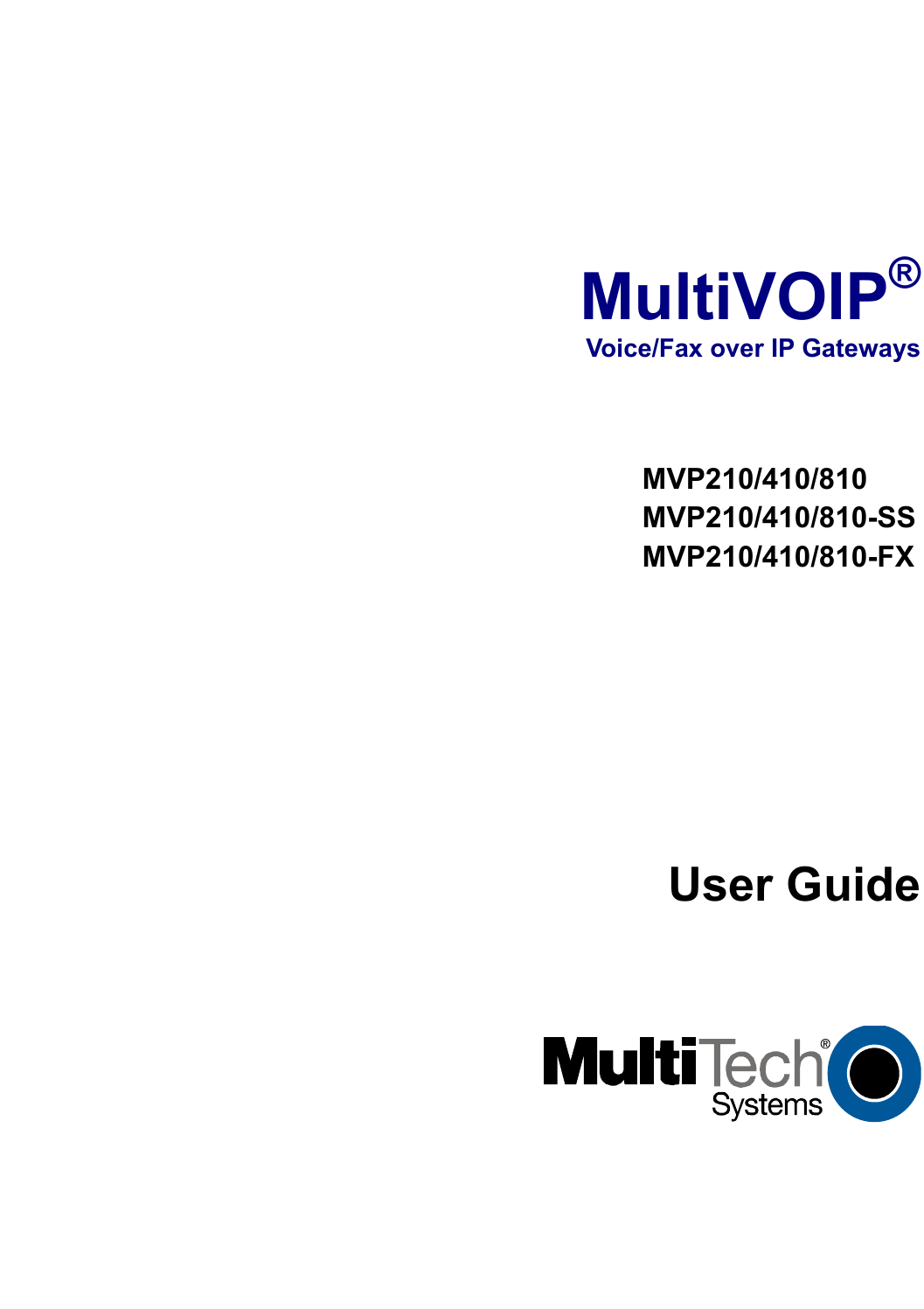 Multi Tech Systems Multivoip Mvp210 410 810 Users Manual User Guide
