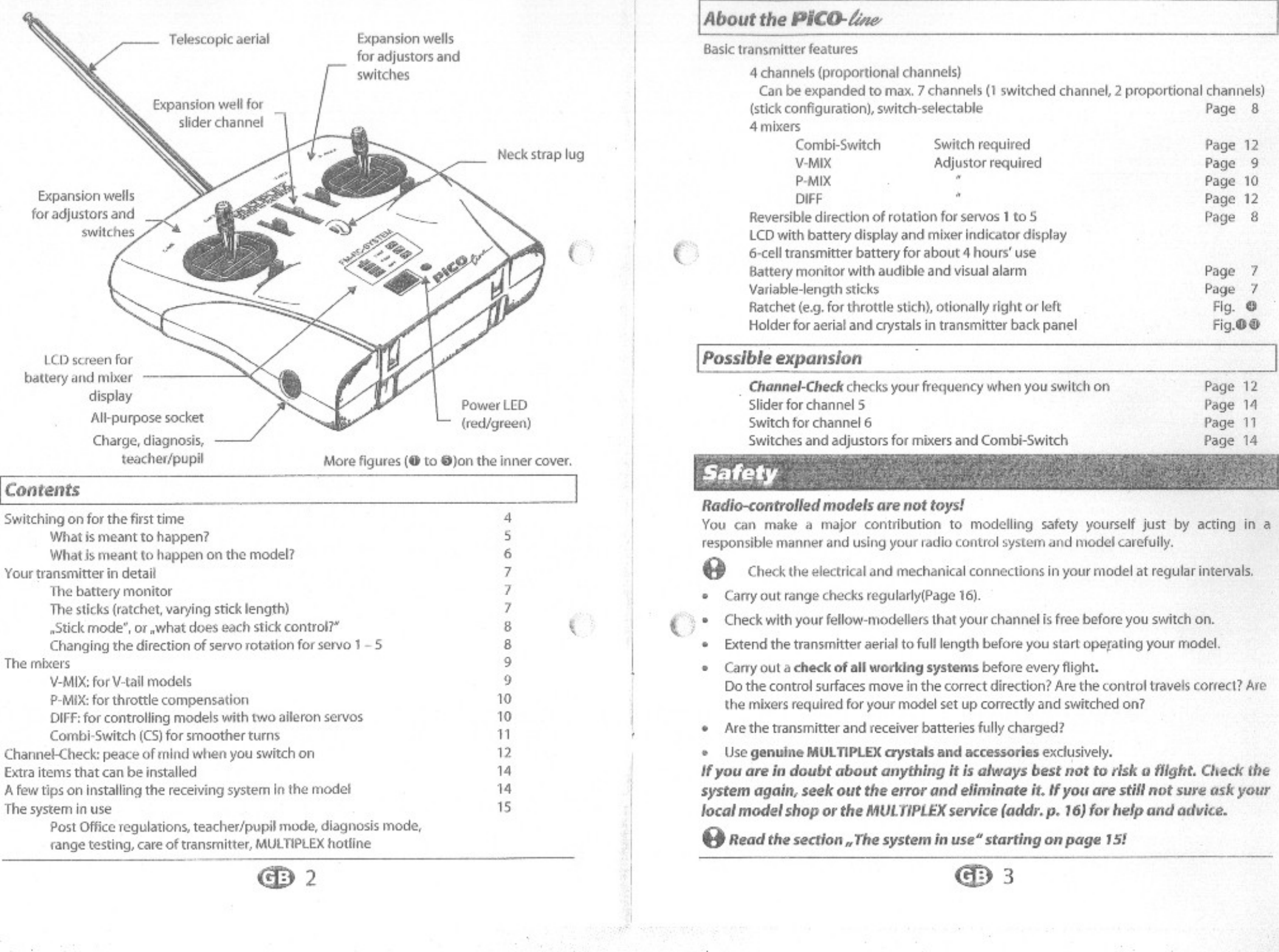 Multiplex USA PICOCOCKPIT Remote Control Transmitter User Manual User Man