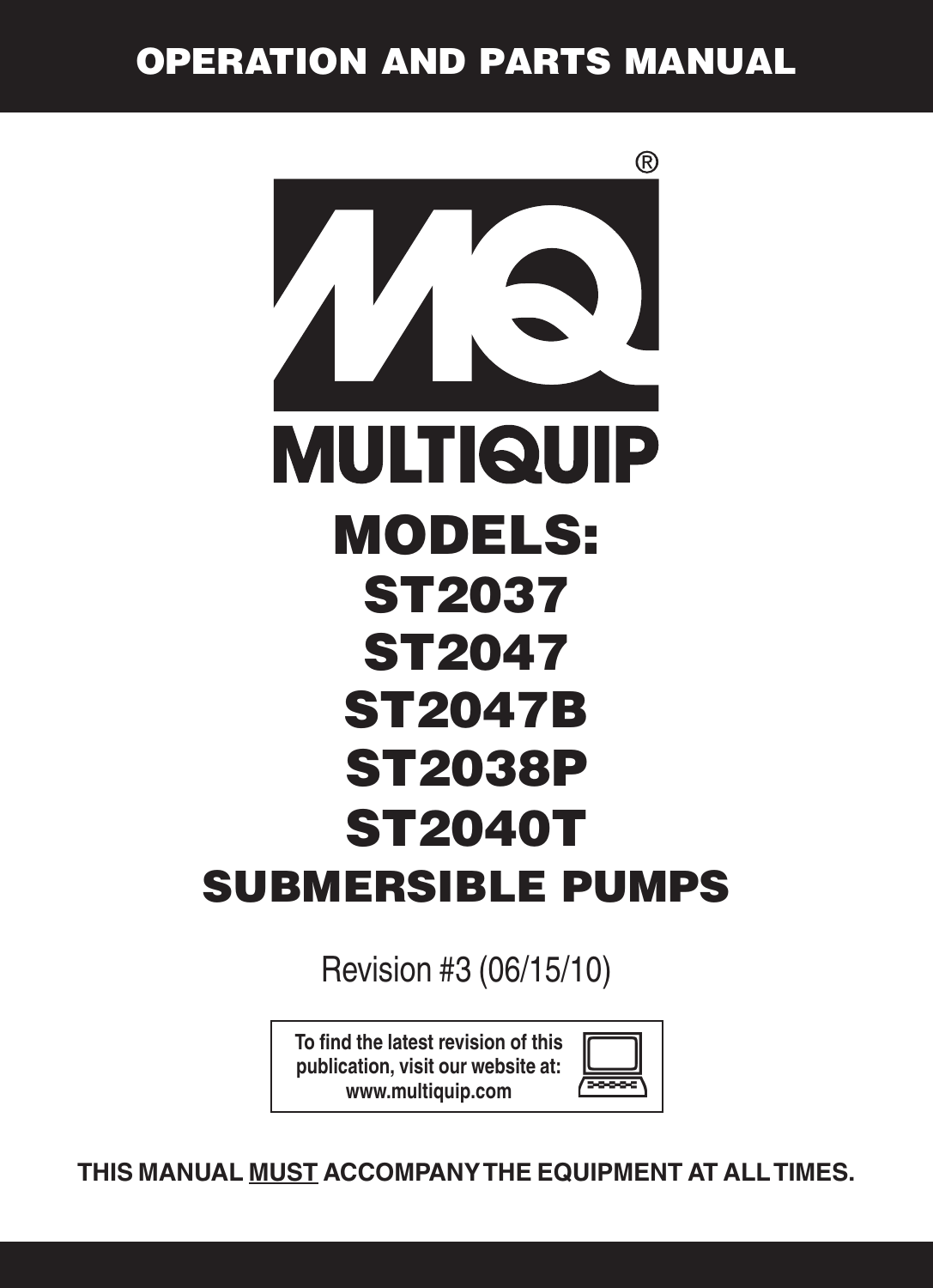 Multiquip Septic System St2037 Users Manual ST 2037