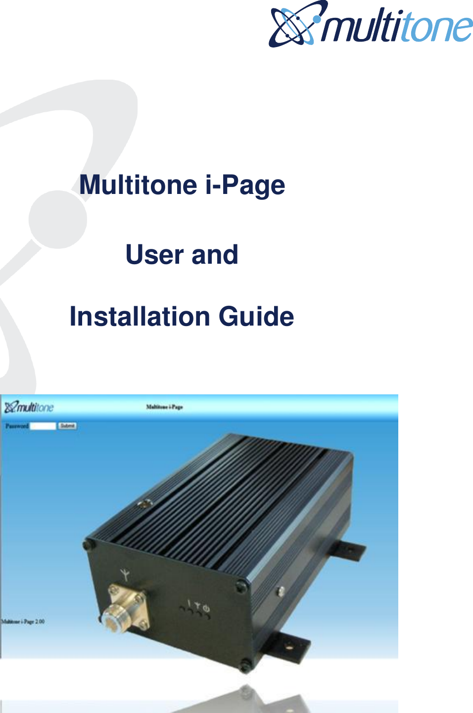 Multitone Electronics PLC IP133 Multitone I-Page – IP133 User Manual Multitone I PAGE