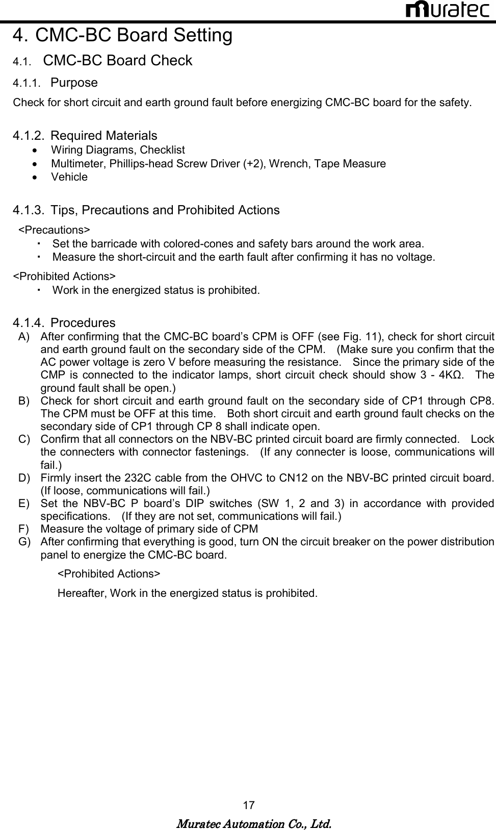 Muratec Automation VEHICLECMC CMC User Manual