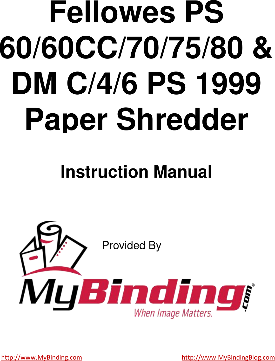 MyBinding Fellowes Ps60 60Cc 70 75 80 Dmc 4 6 Ps 1999 Manual User