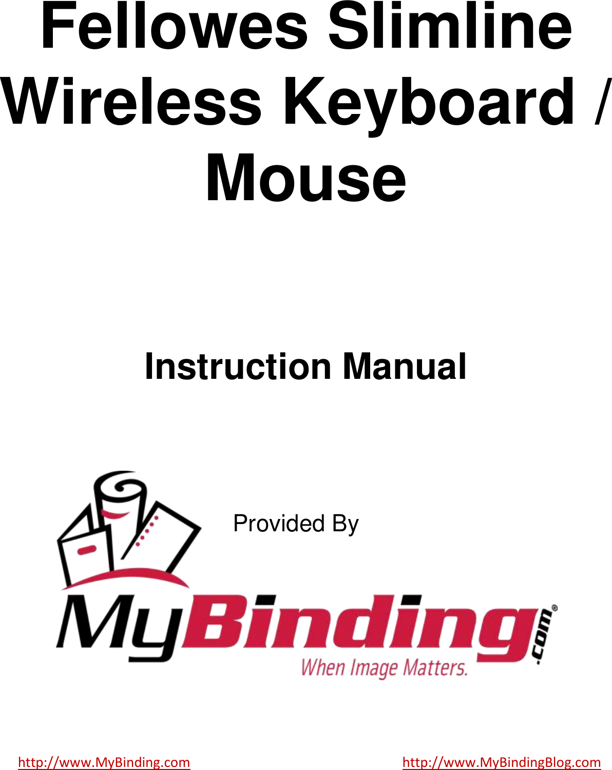 MyBinding Fellowes Slimline Wireless Keyboard Mouse Manual User