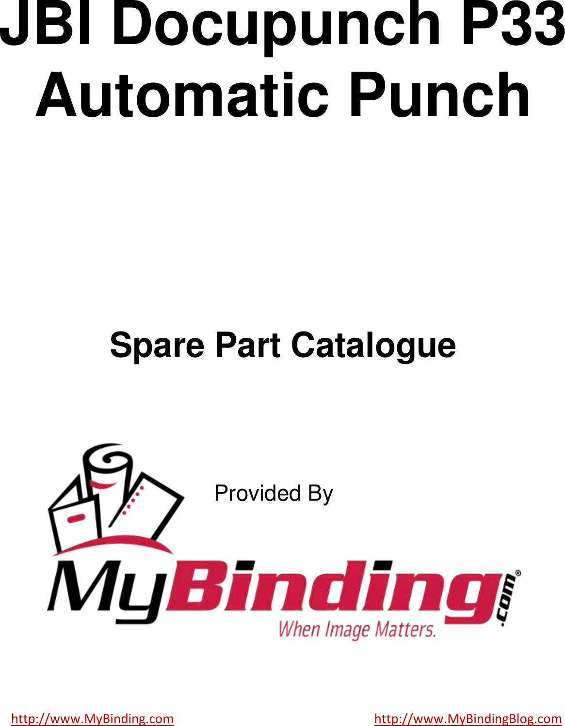 MyBinding Jbi Docupunch P33 Parts User Manual