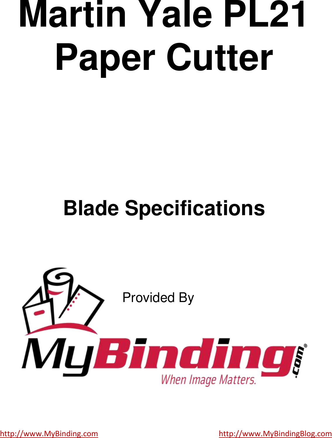 MyBinding Martin Yale Pl21 Blade Specifications User Manual